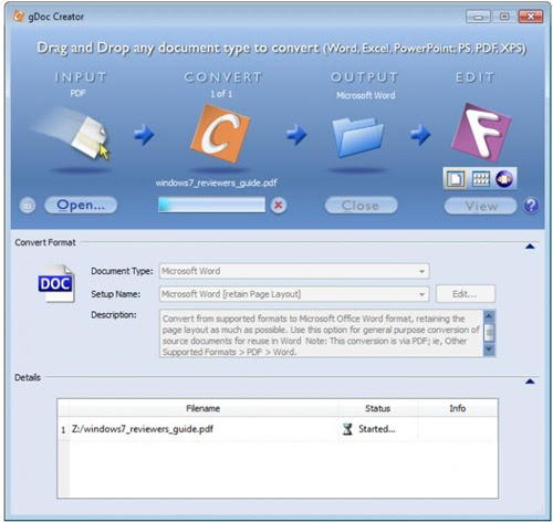 gDoc Creator – Free PDF, XPS, Word converter